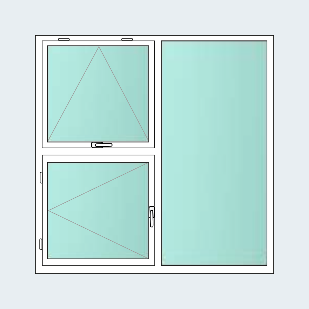 UPVC Window Fanlight Over Side Hung Next to Fixed | Teign Trade Frames